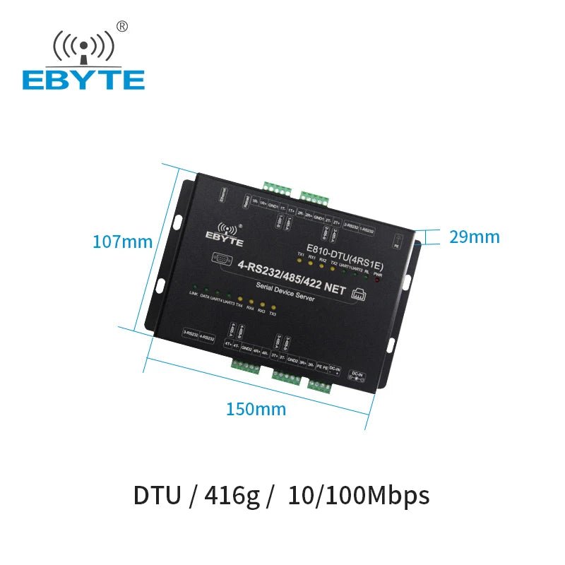Ebyte E810-DTU(4RS1E) Modbus RTU Modbus TCP Ethernet Converter 4-Chanels RJ45 Ethernet To RS232 ...