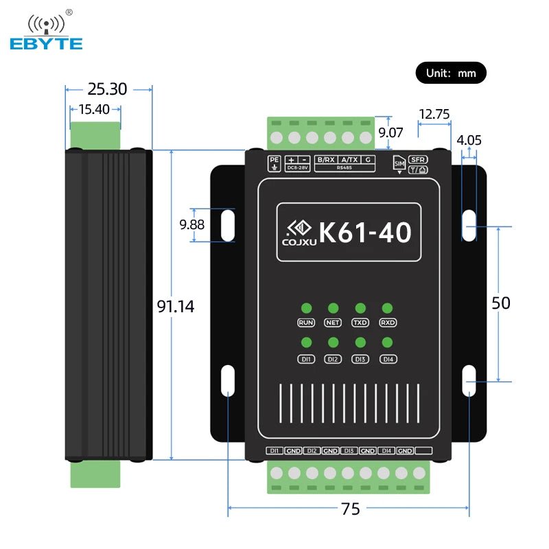 Ebyte K61-DL20 support modbus 4 channels of acquisition and output ...