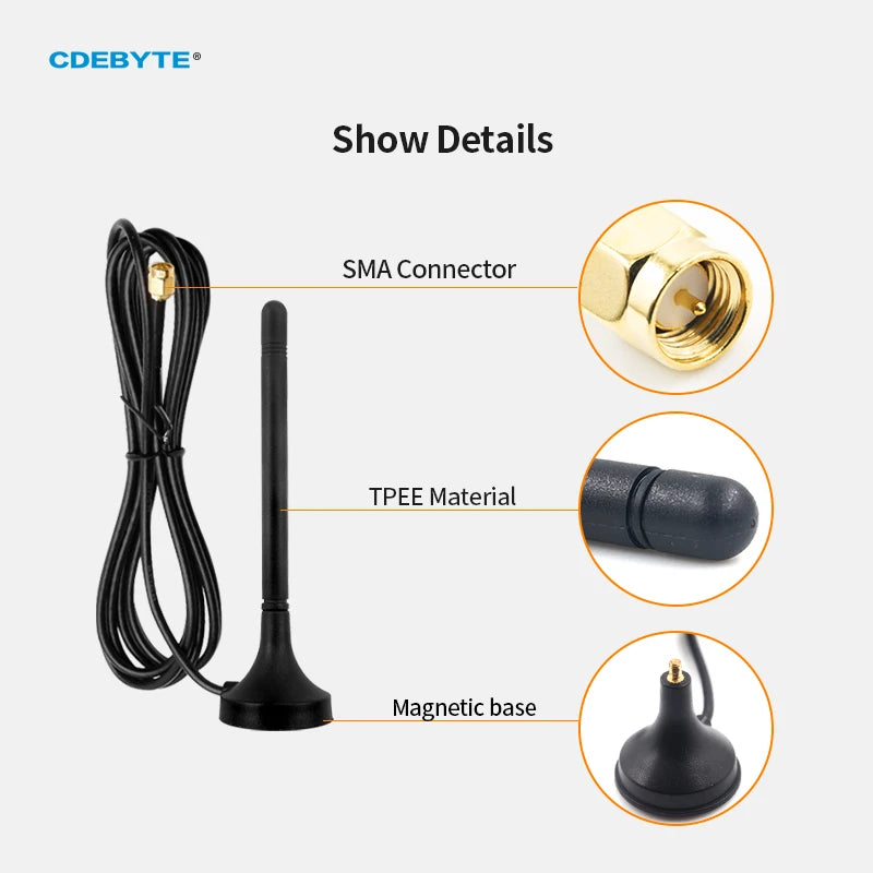 230MHz Rubber Antenna SMA-J Interface 4.0dBi TX230-BLG-85 – EBYTE